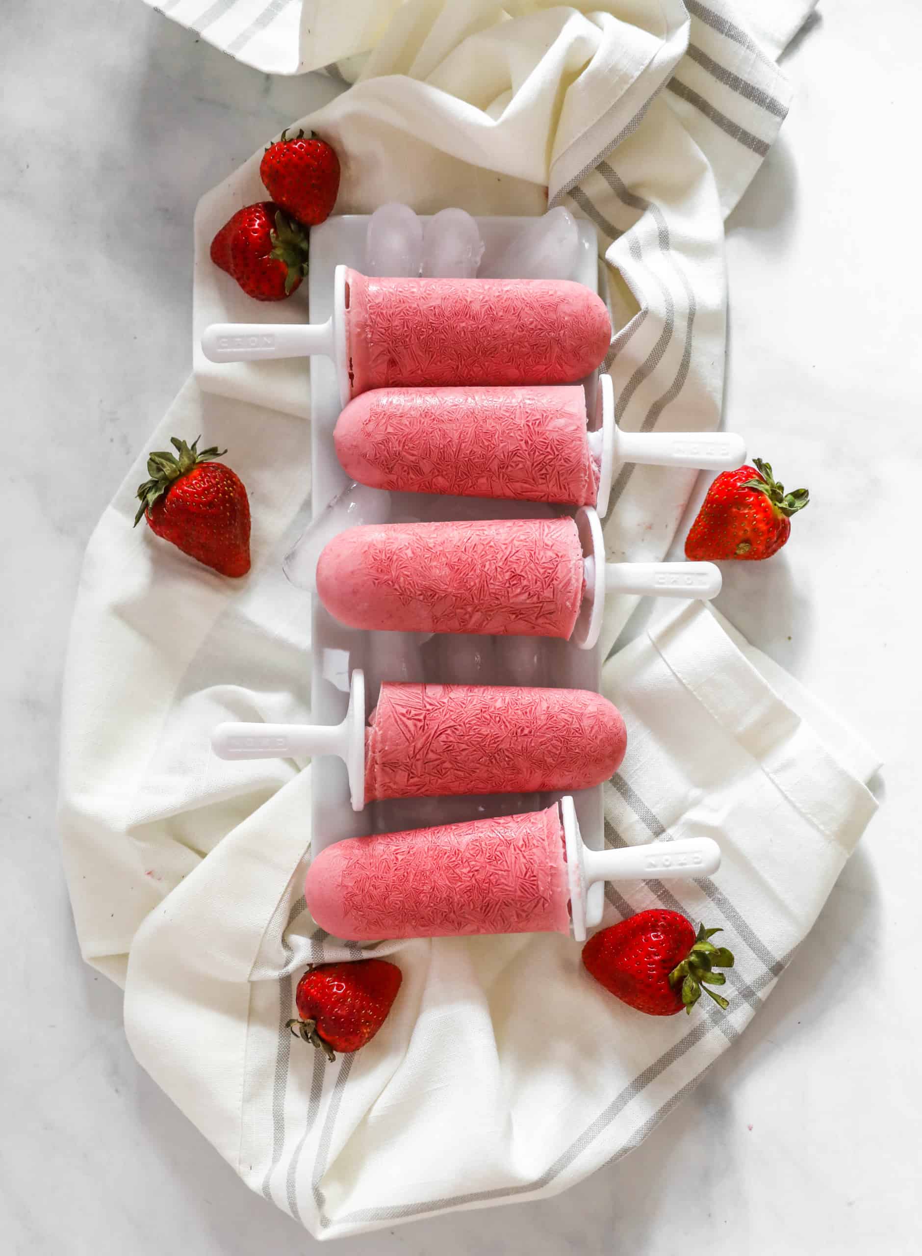 Strawberry Greek Yogurt Popsicles - Tara Rochford